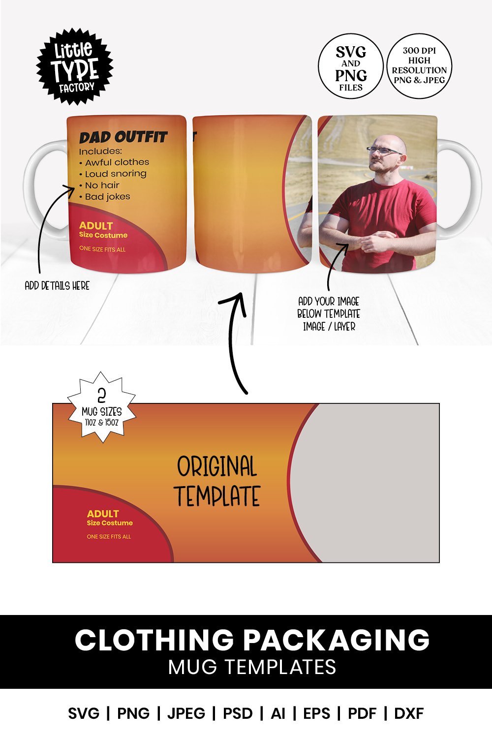 Costume Packaging Mug Templates | Clothing Mug Wraps