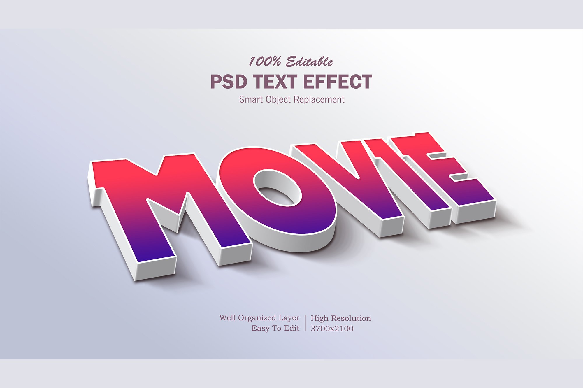 Slanting Style Movies PSD 3D Text Effect