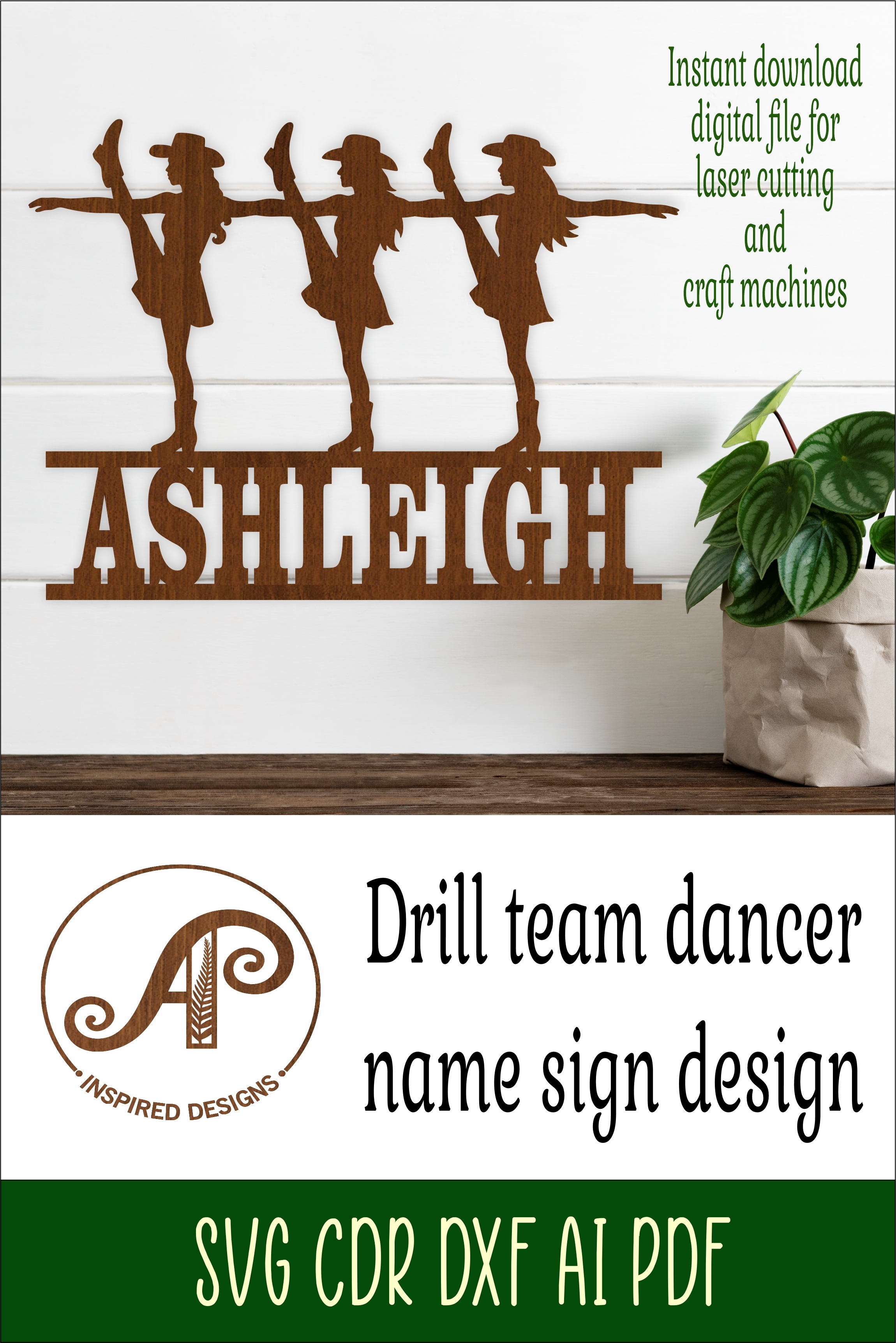 Drill team Dancers kickline name sign svg laser cut file