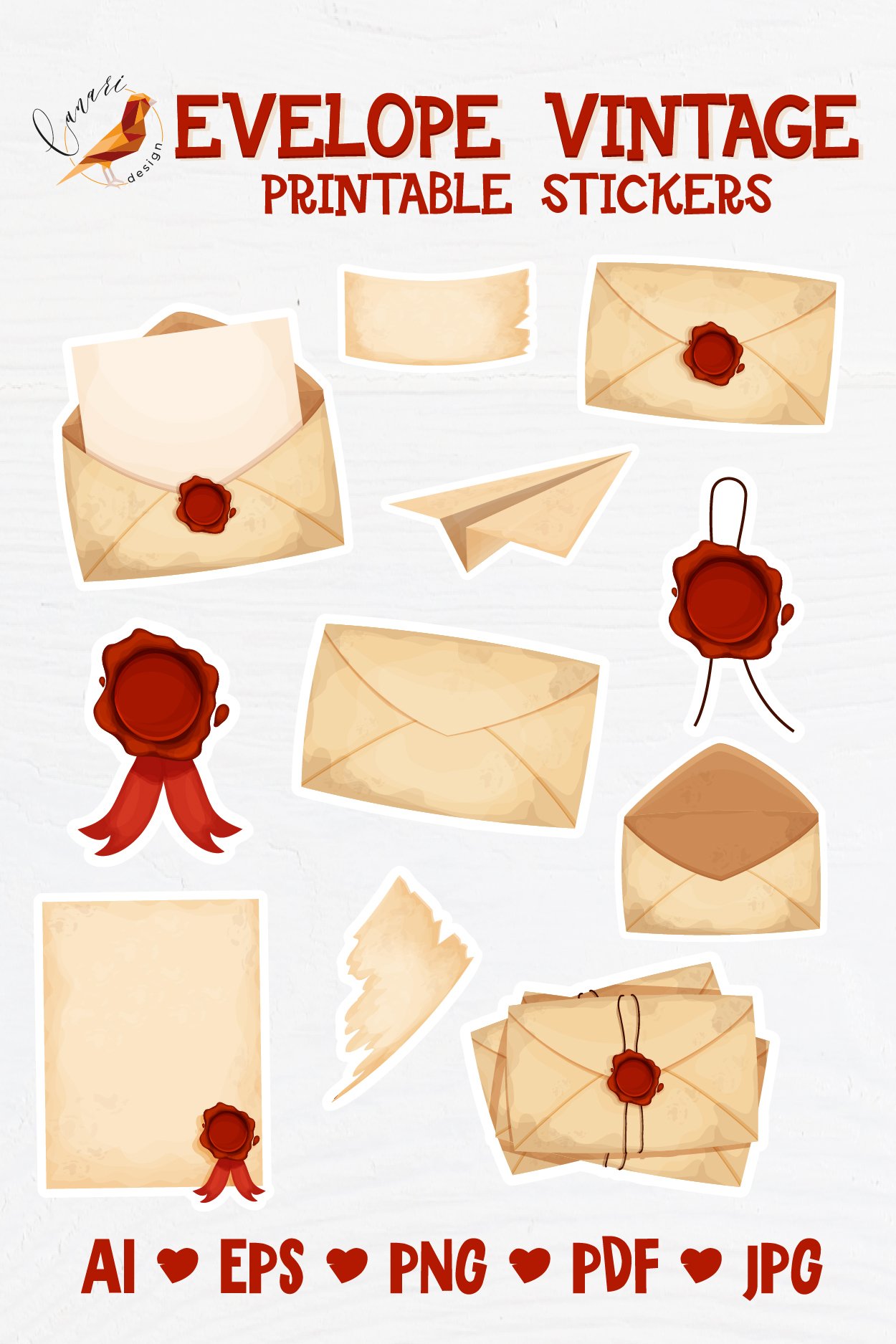 ENVELOPE VINTAGE Printable stickers PDF PNG