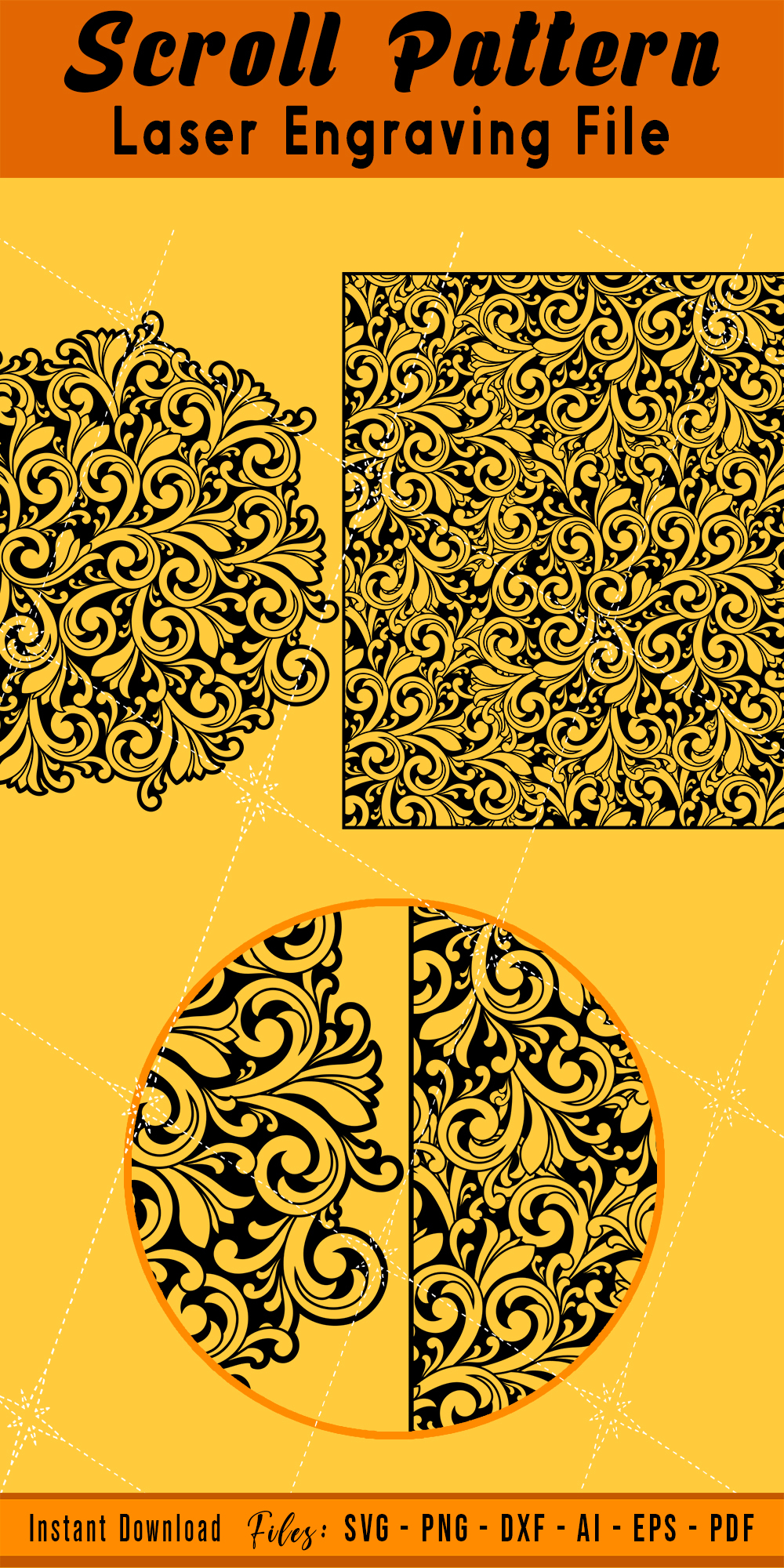 Scrollwork Engraving Vector - Scroll Pattern Laser Cut File