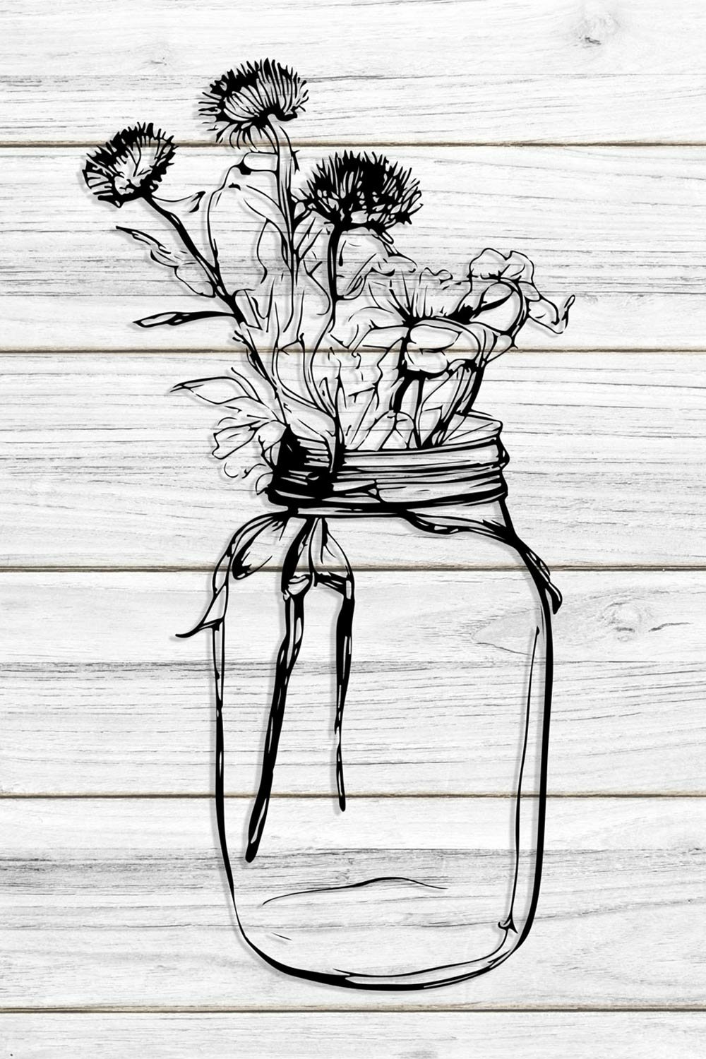 Mason Jar with Flowers Posters. JPG, PNG, SVG