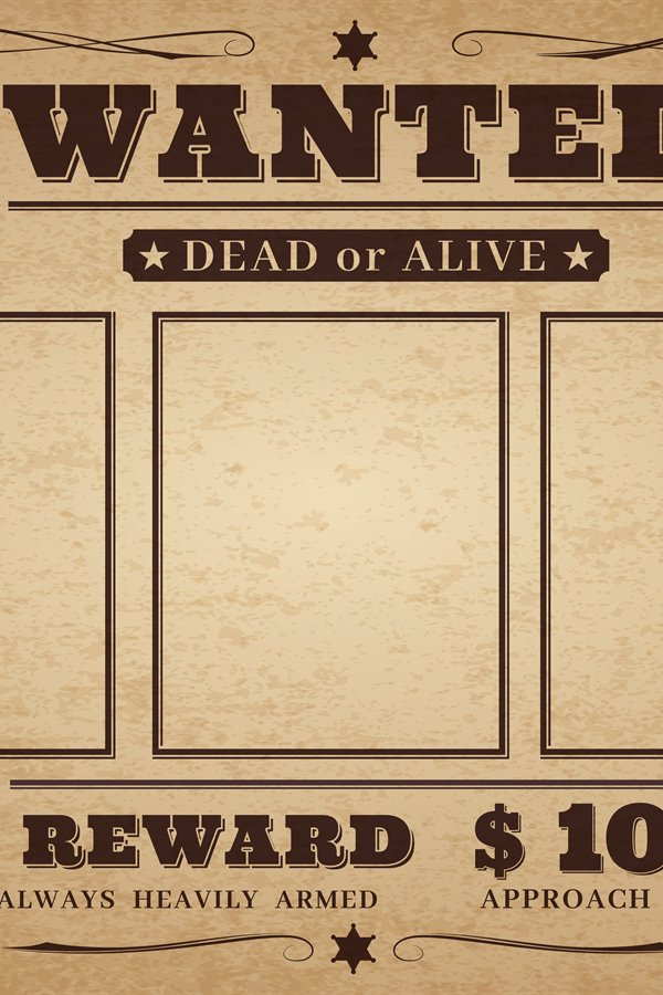 Wanted cowboy poster. Paper vintage texture distressed wild