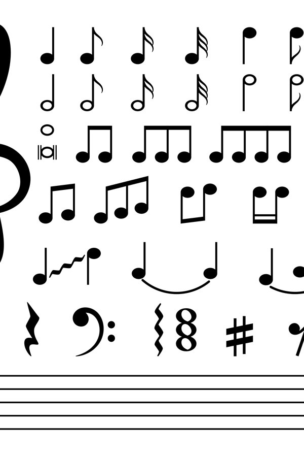 Music notes isolated on white background