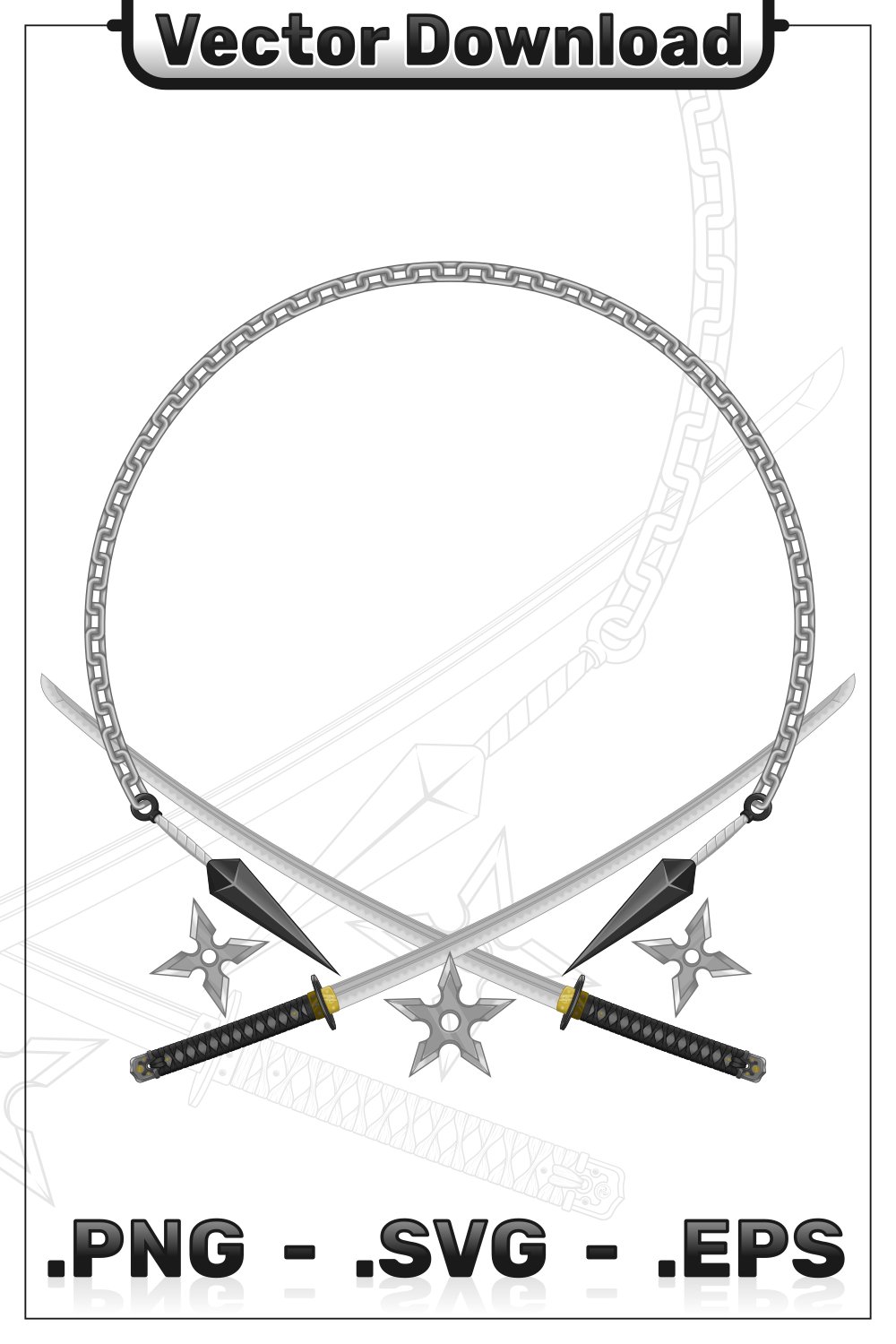 Vector Design of Japanese Ninja Assassin Weapons