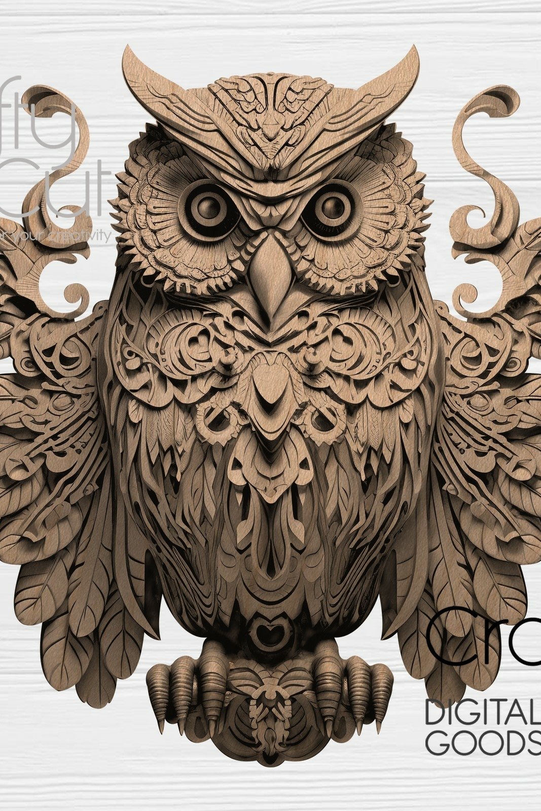 Owl engraving 3D illusion file for engraving - Glowforge
