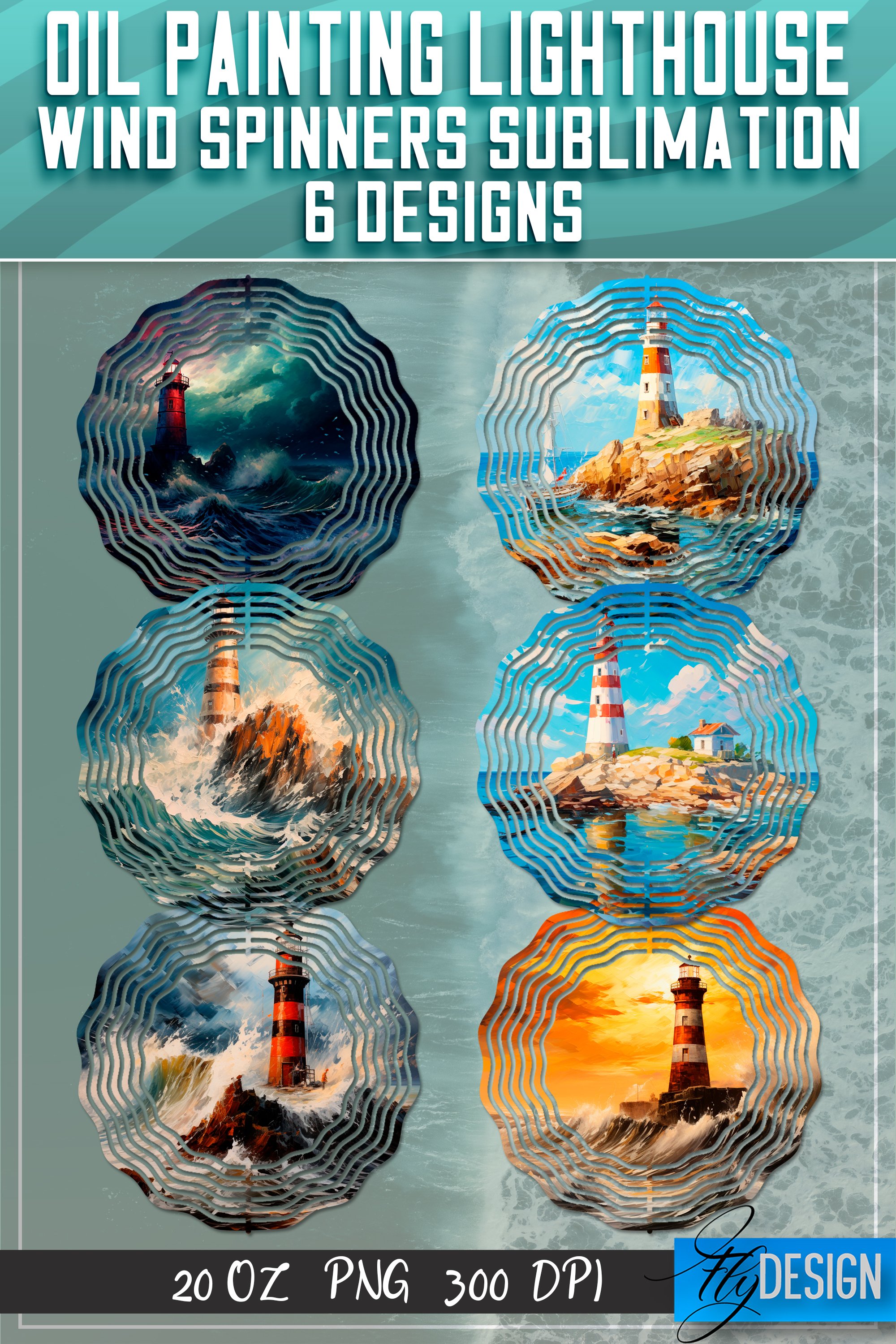 Oil Painting Effect Lighthouse Wind Spinners (3161895)