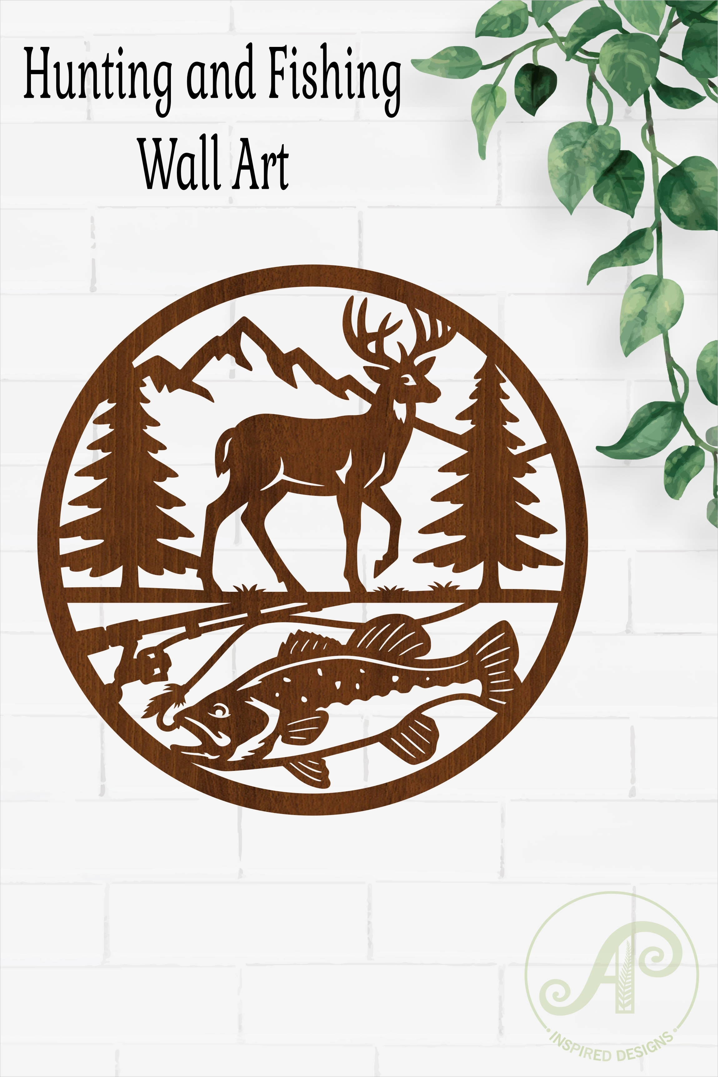 Buck and Bass, Hunting and fishing wall sign, SVG f