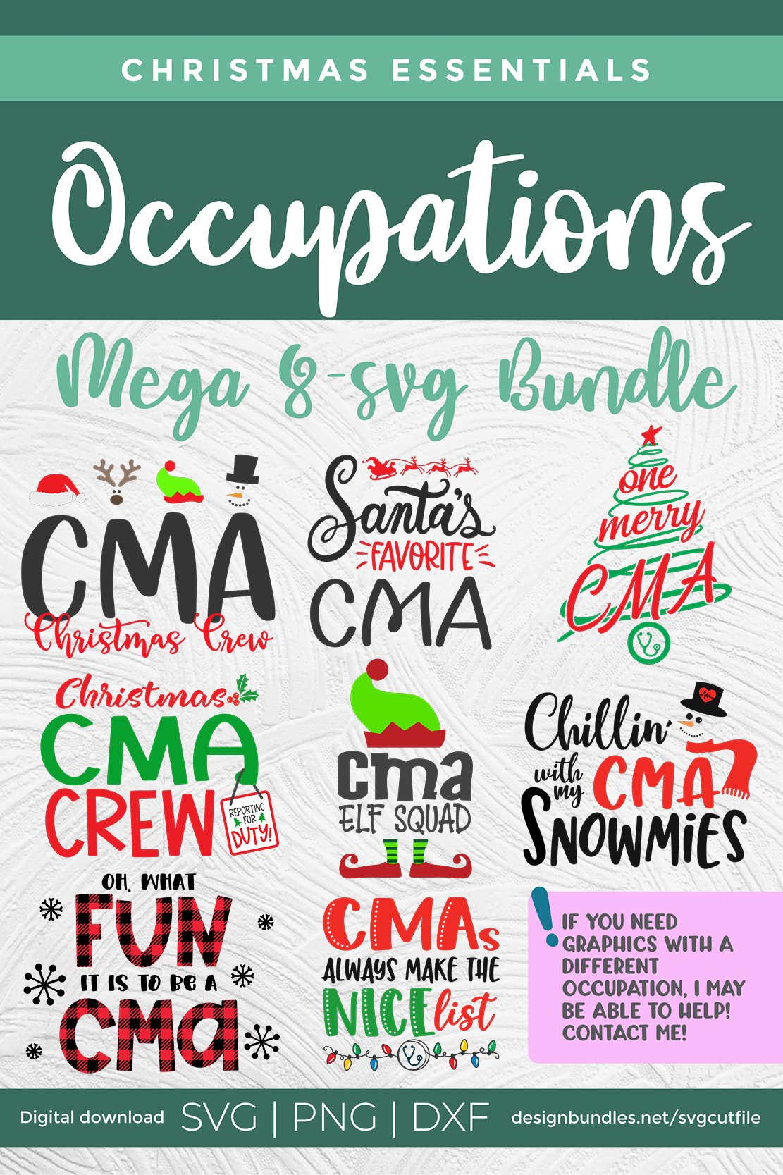 Christmas CMA svg bundle - a Certified Medical Assistant set