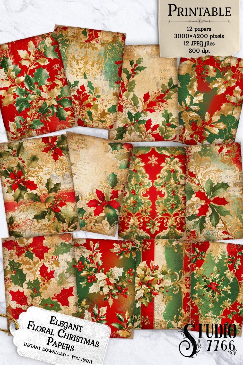 Elegant Floral Christmas Papers