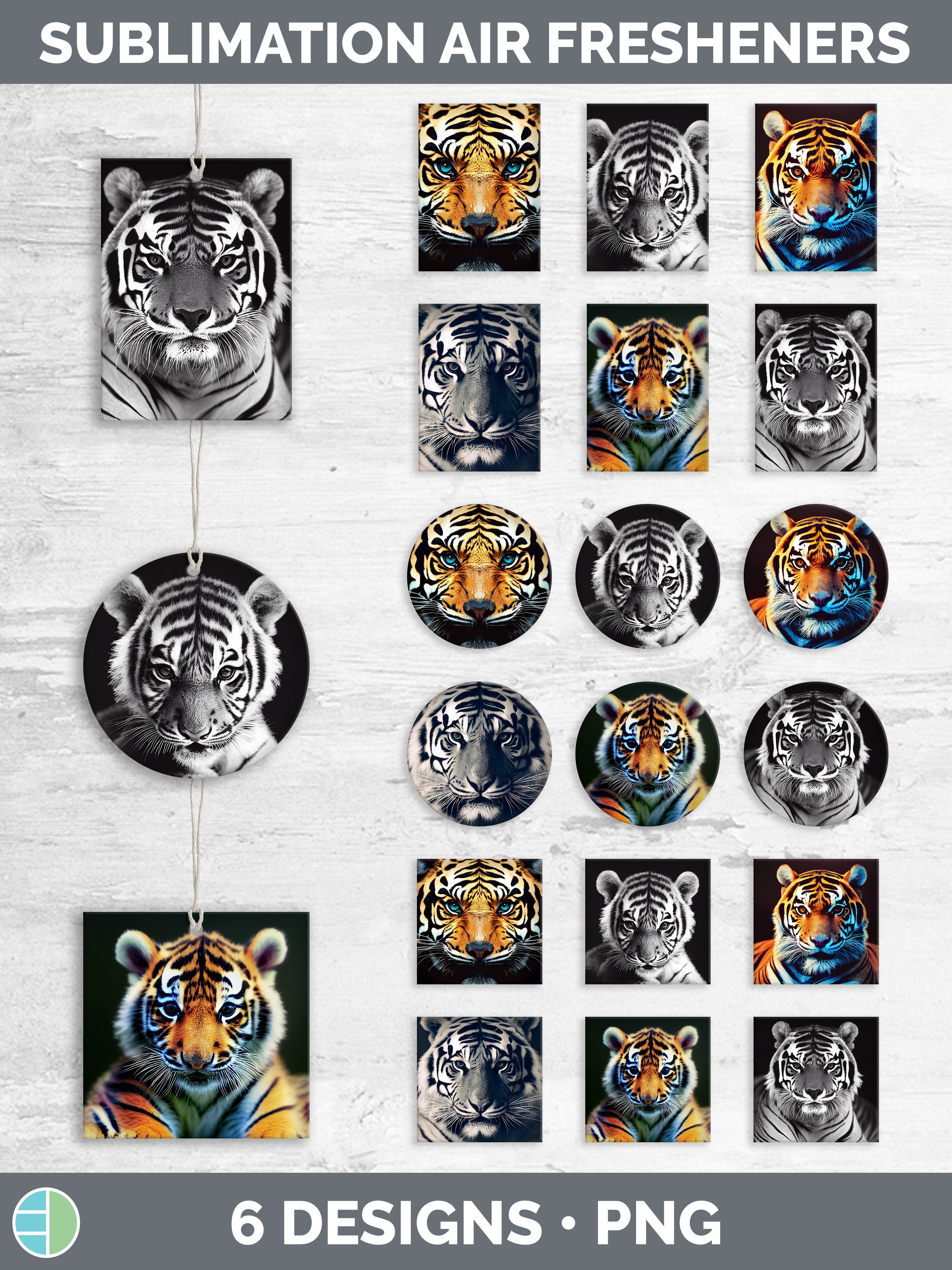 Tiger Air Freshener | Sublimation Designs Bundle