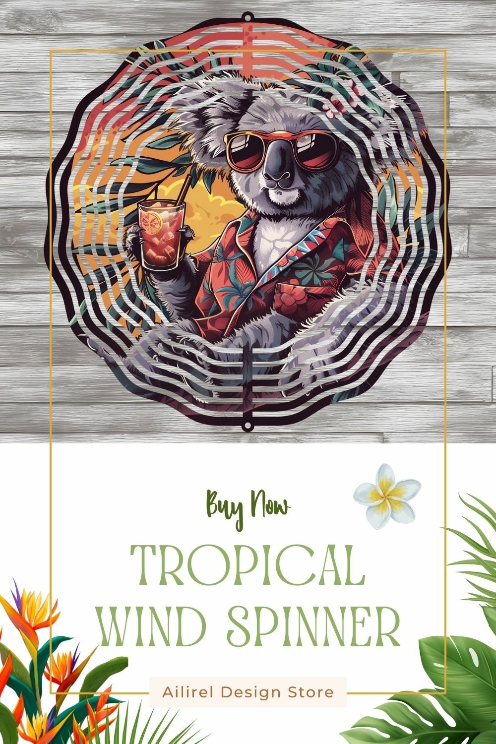 Funny Koala Wind Spinner Sublimation Design