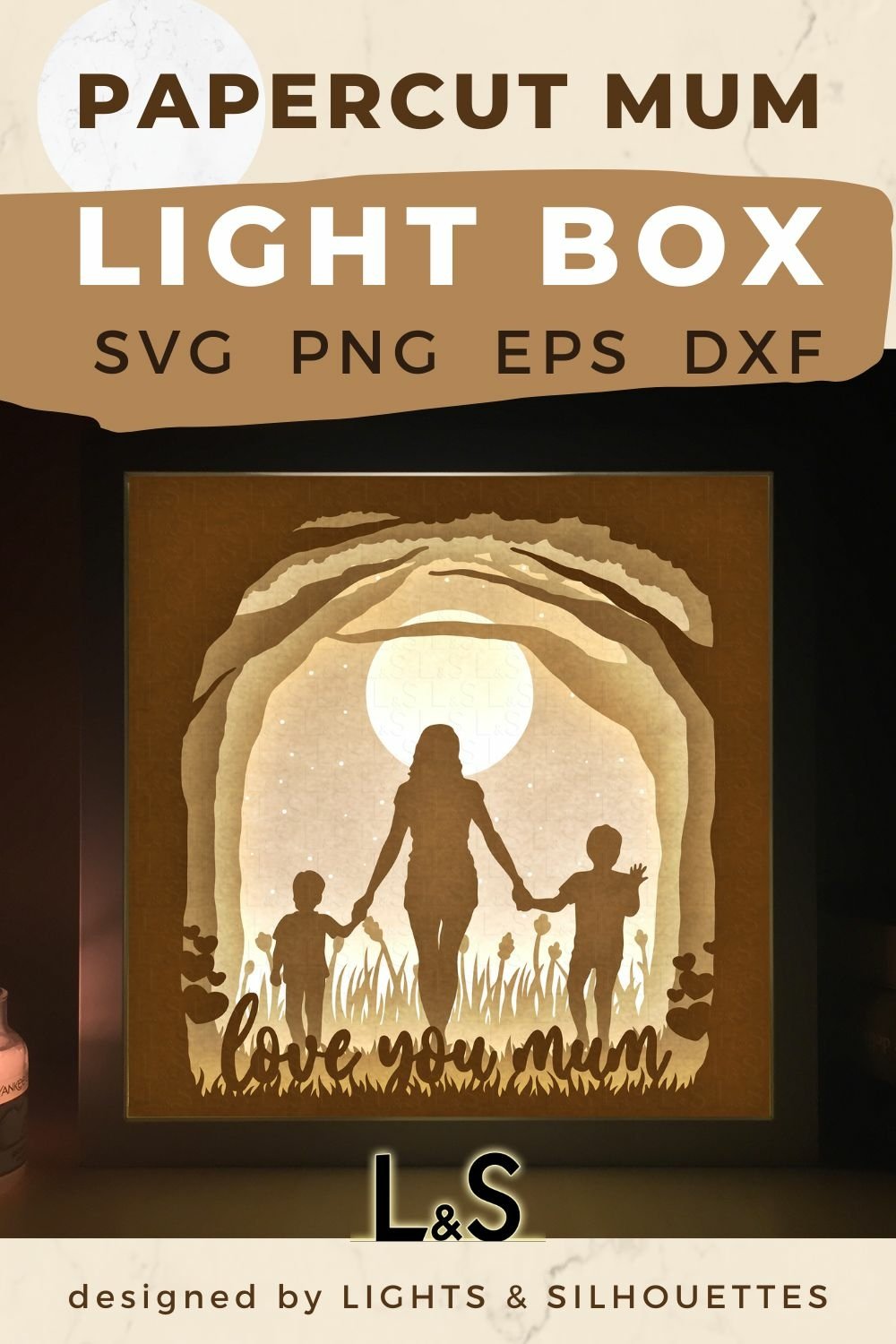 Mum Shadow Box svg File | Mother's Day Light Box Template
