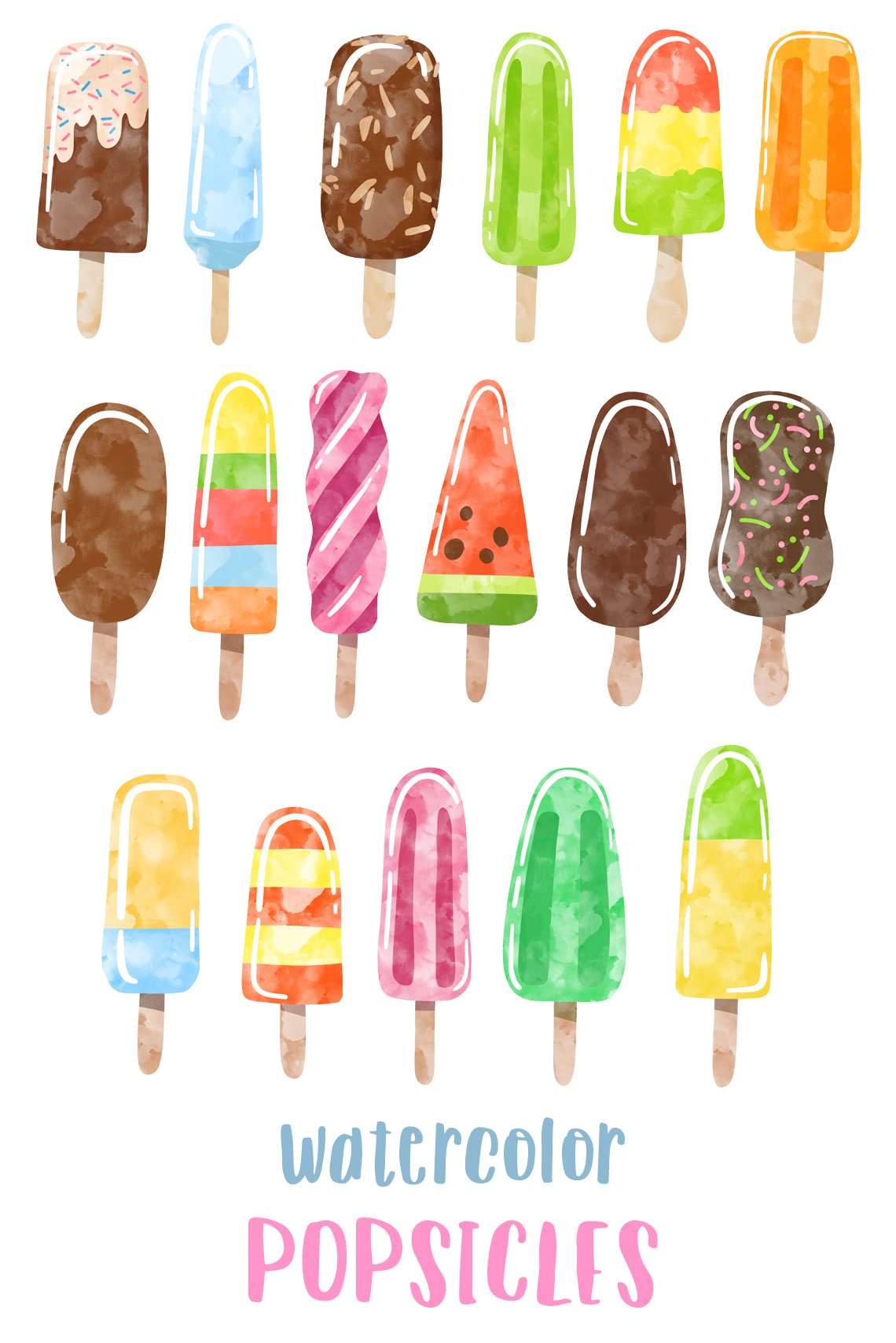 Watercolor popsicles clipart Summer clipart Ice cream png
