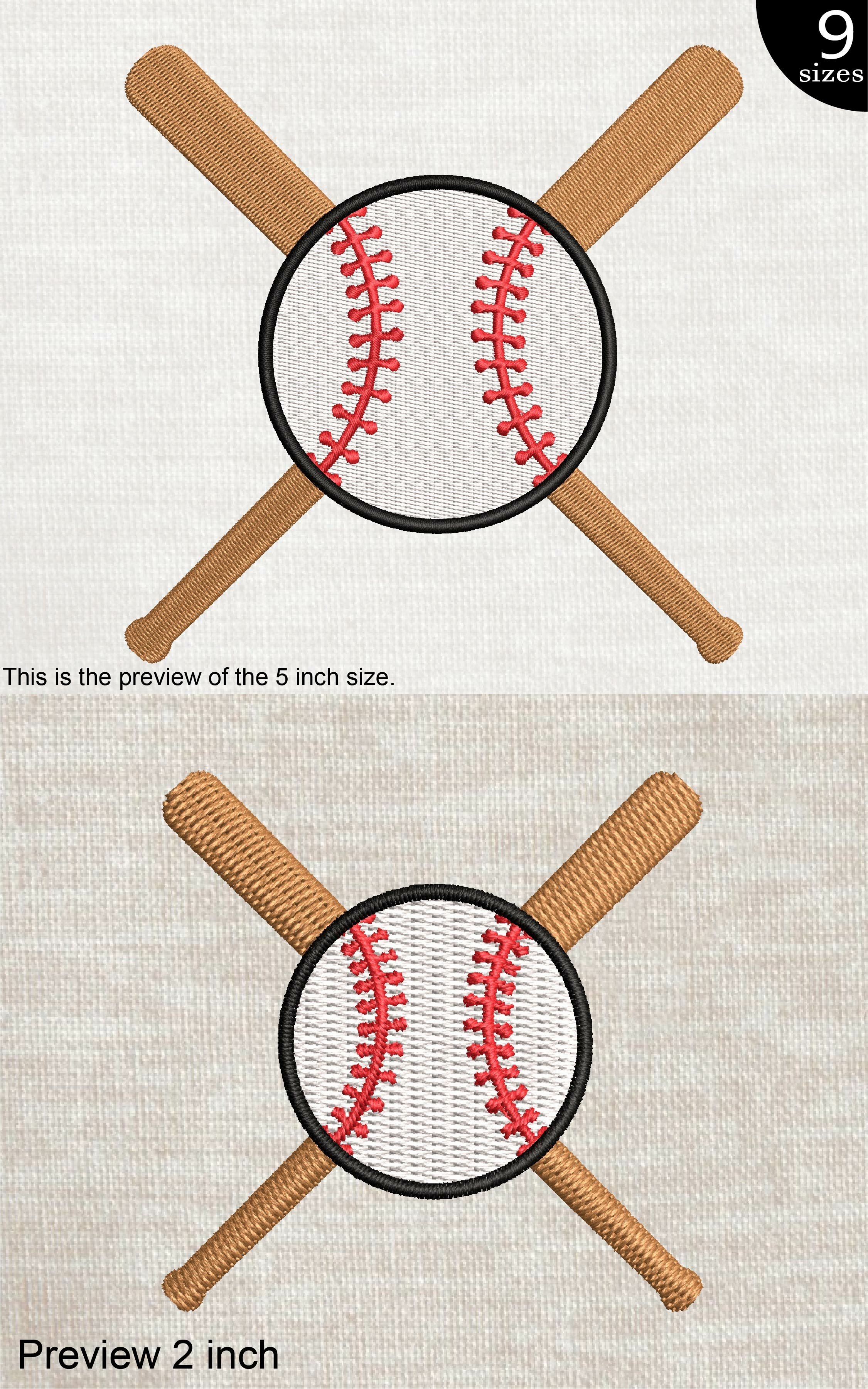 Ball and Baseball Bats - Embroidery Files - 26e
