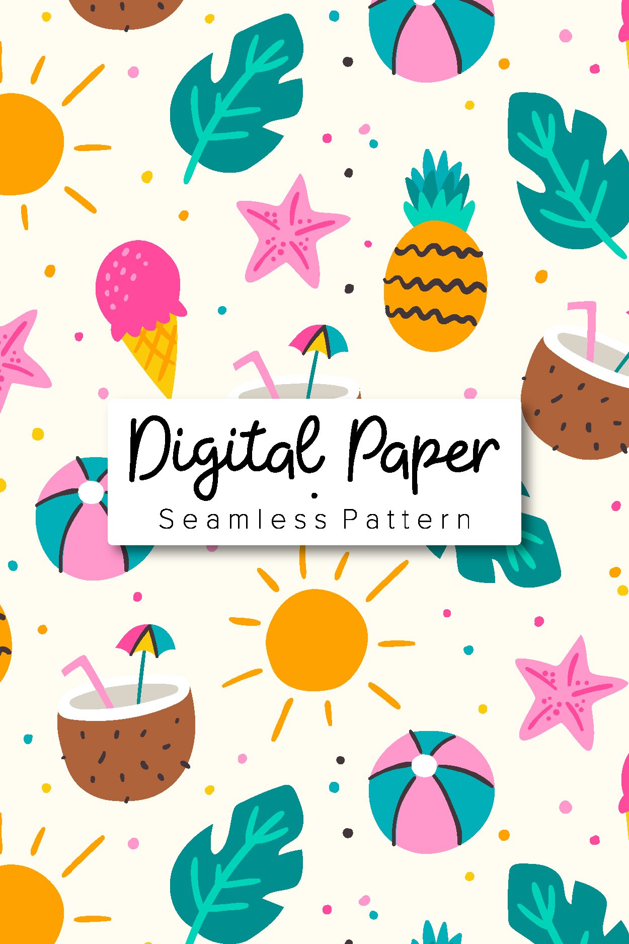 Summer seamless pattern. Summer background. (1650258)