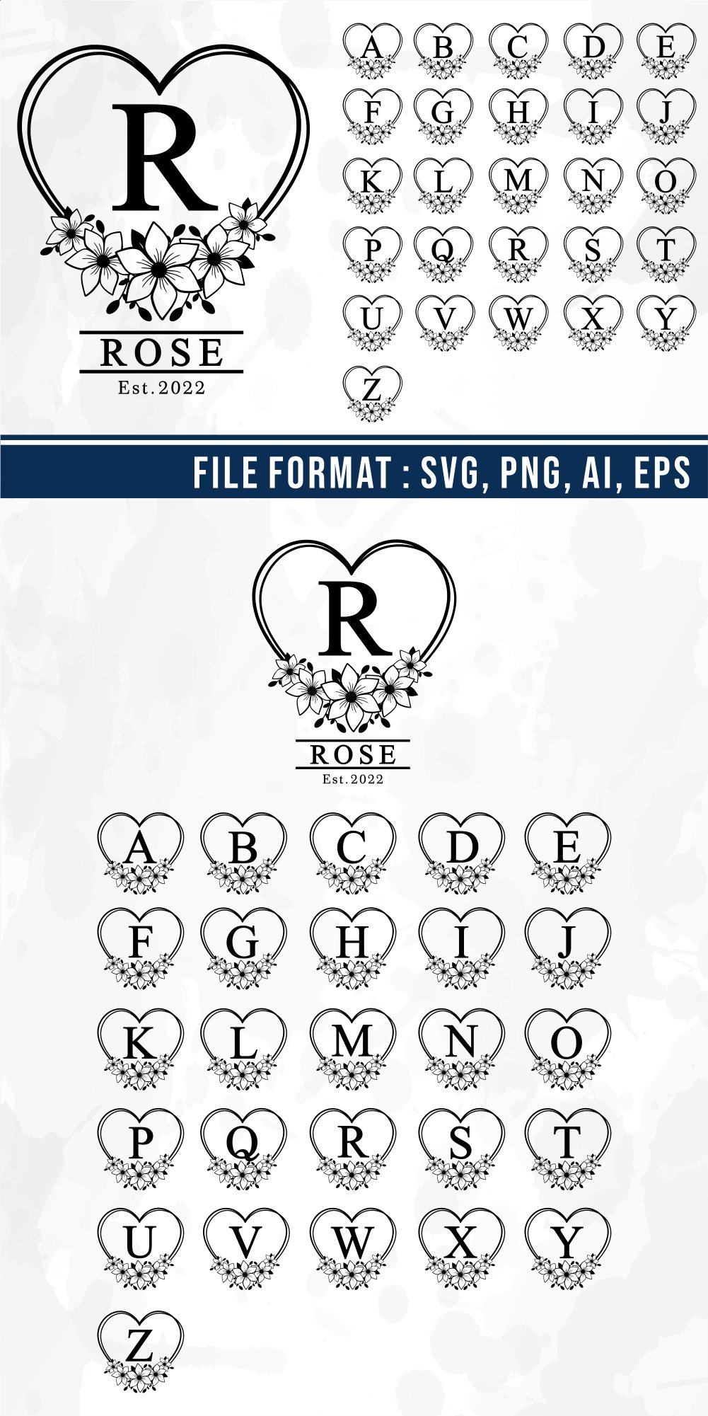 Heart Monogram Letters Svg, Valentines Day, Valentine mug