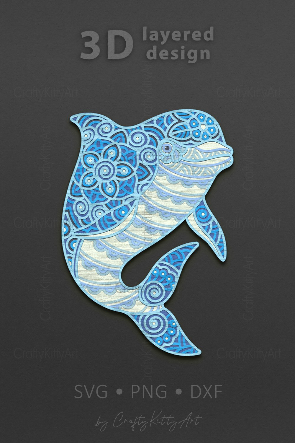 Dolphin SVG, 3D layered Dolphin paper laser cutting files