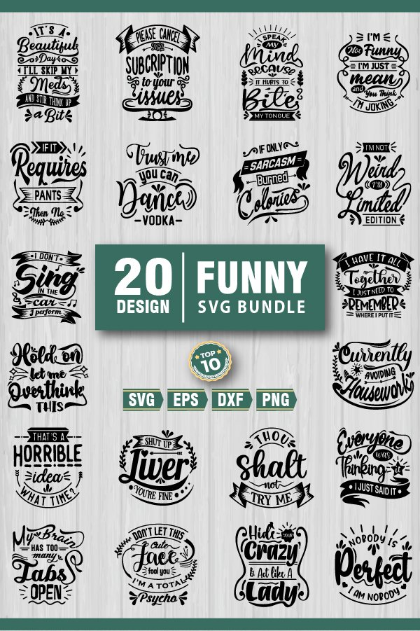 Funny Quotes SVG Cut File Bundle (1546023)