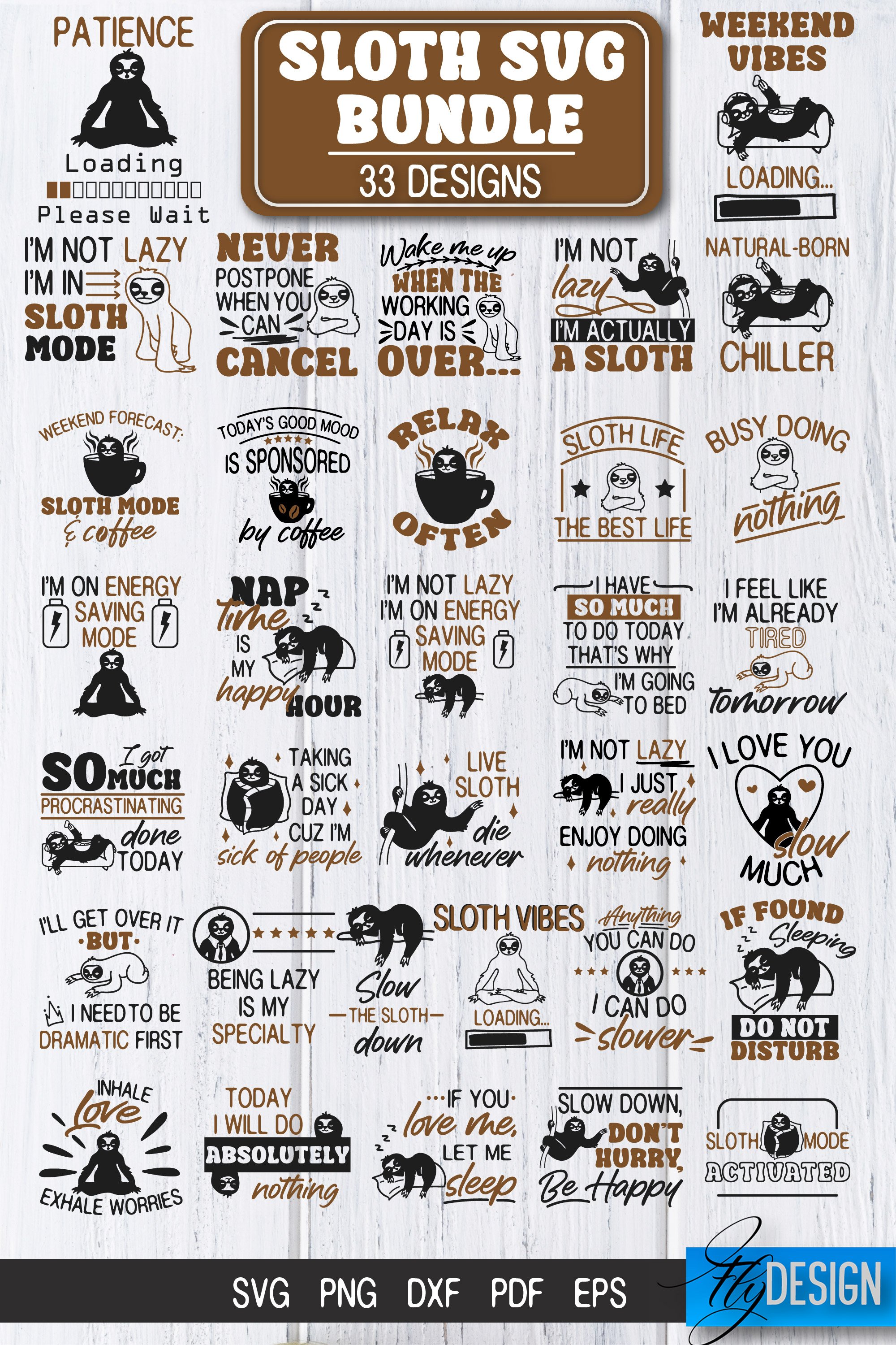 Sloth SVG Bundle | Funny Quotes SVG | Sarcastic (2252961)