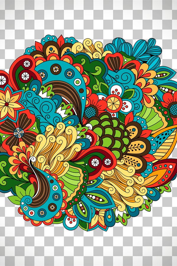 Ethnic circular pattern on transparent background