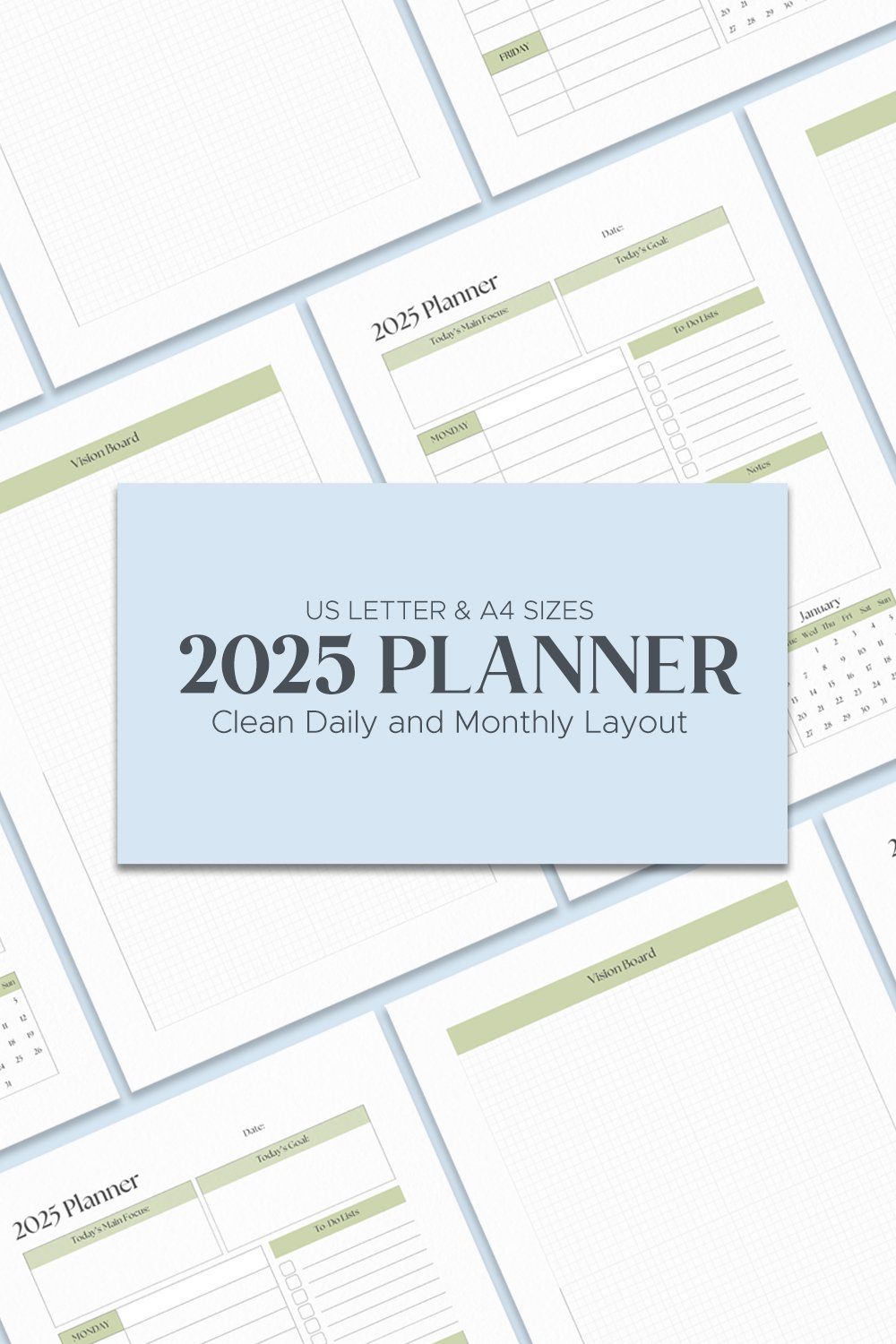 2025 Planner | Clean Daily and Monthly Layout