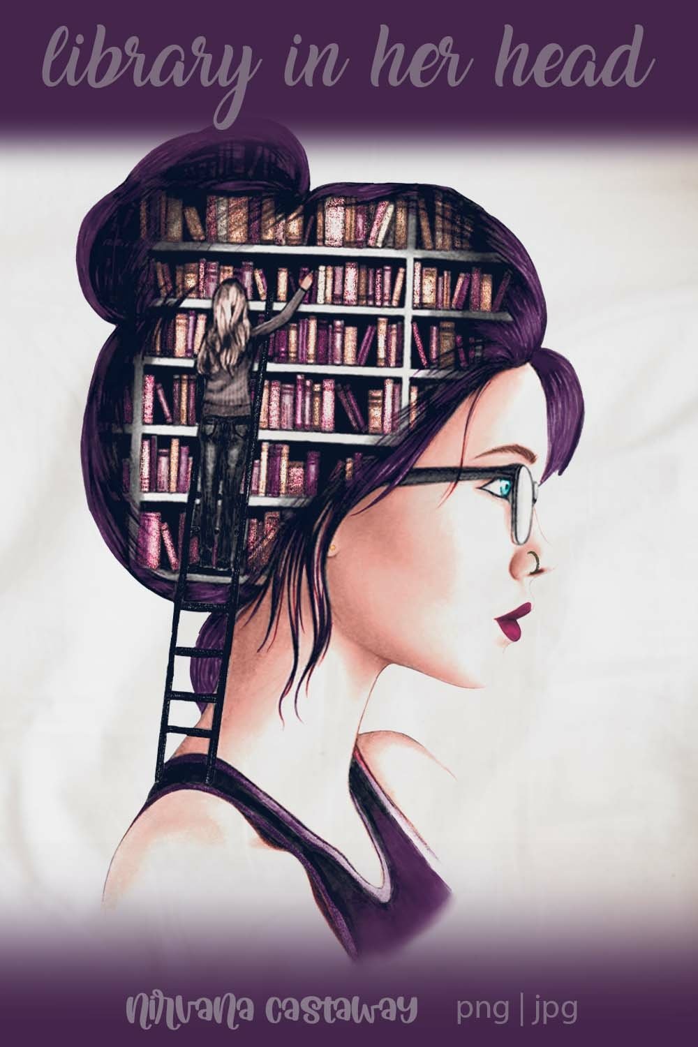 Download a Girl with a Library in her Head PNG & JPG today