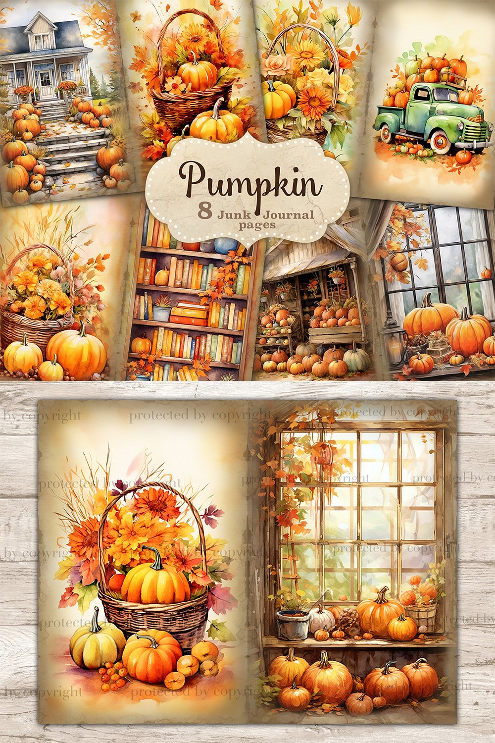 Pumpkin Junk Journal Pages | Autumn Collage