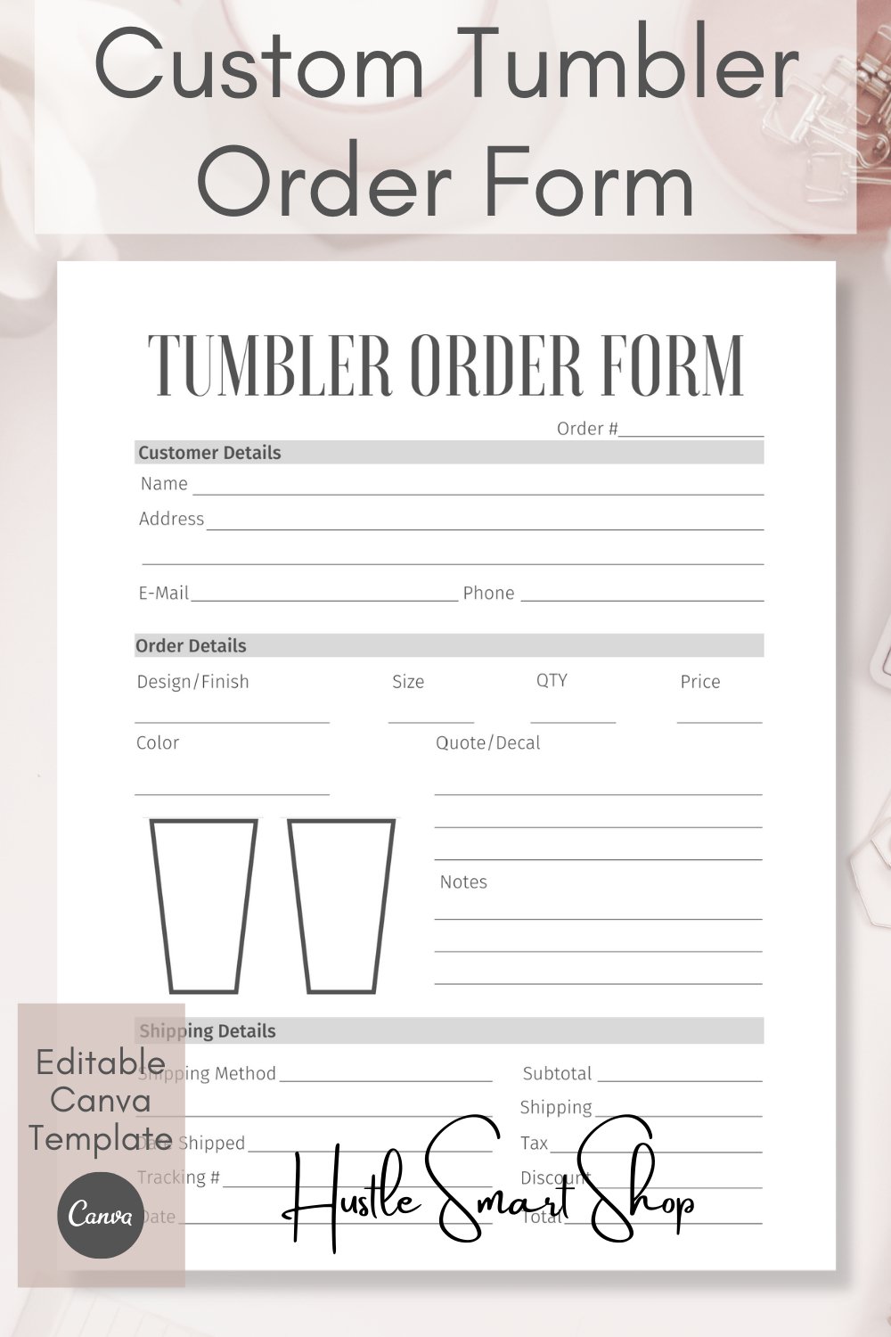 Tumbler Order Form Template Free