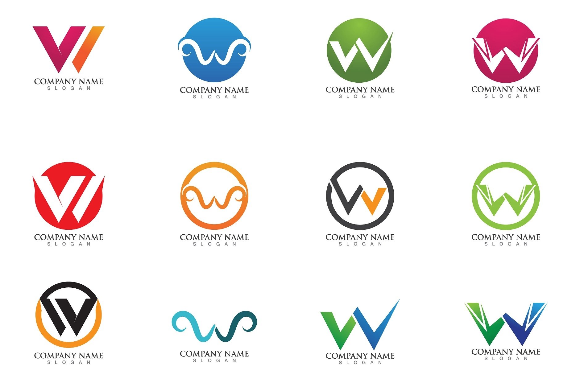 W letters business logo and symbols template (1362944)