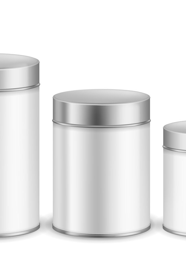 Tin can container metal. Packaging dry products cylinder box