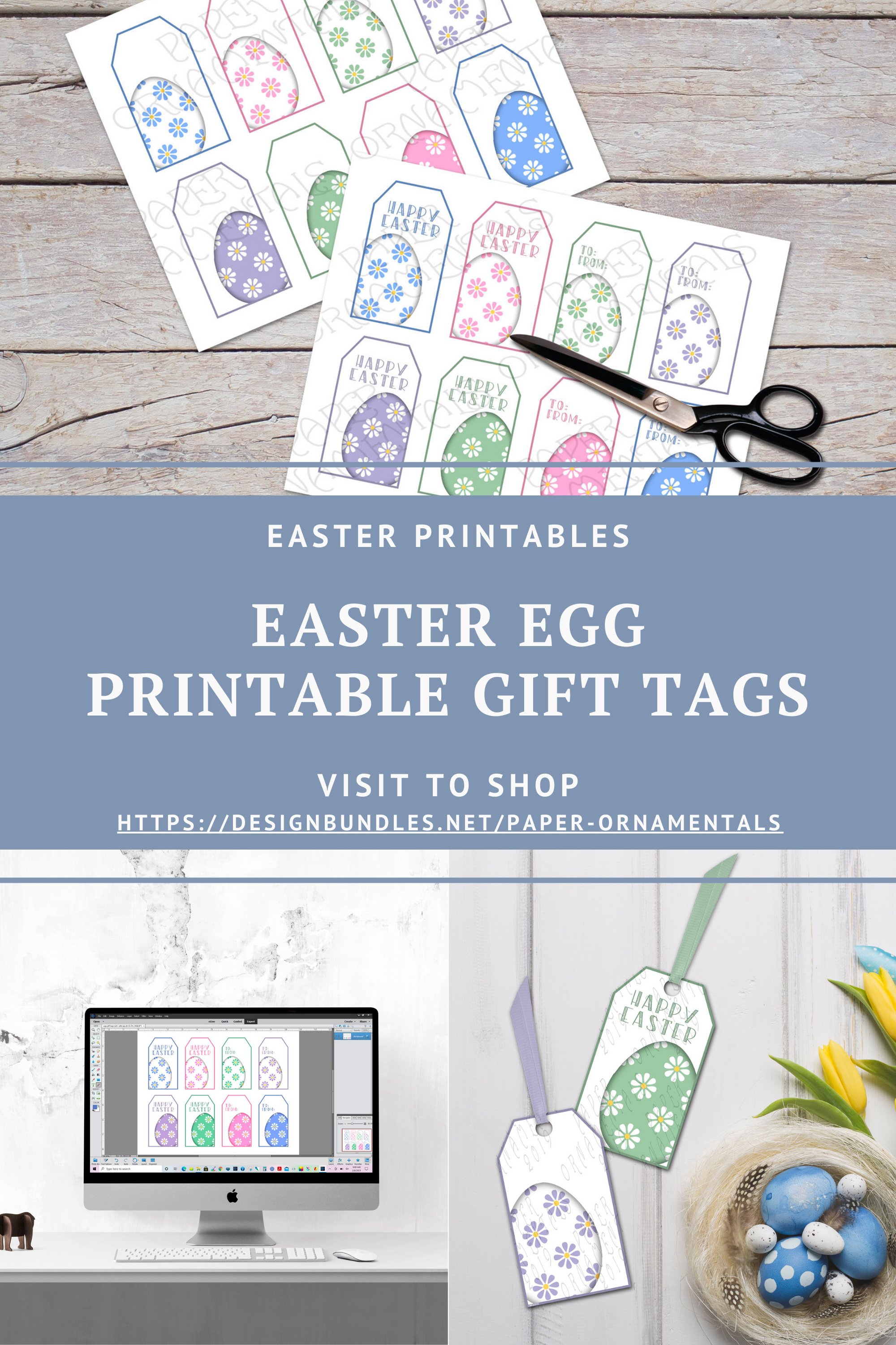 Printable Easter Gift Tags, Pastel Easter Eggs Set 1