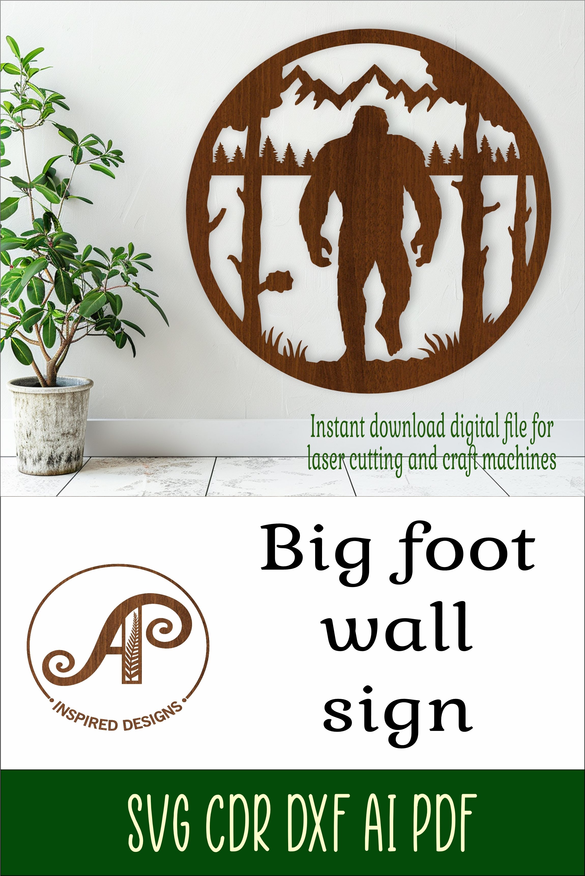 Bigfoot yeti wall art sign, SVG file
