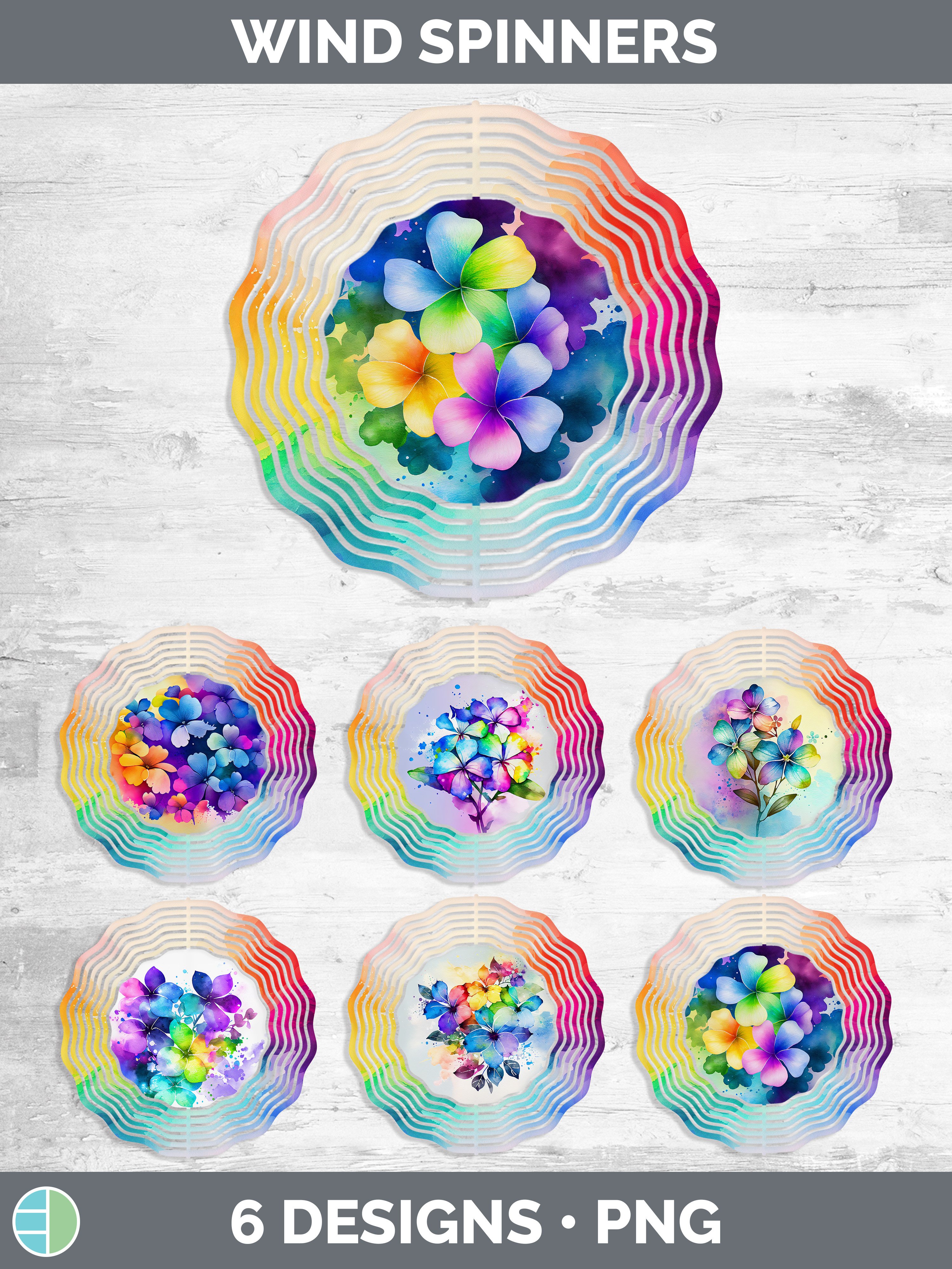 Rainbow Periwinkle Flowers Wind Spinner | Sublimation Spinne