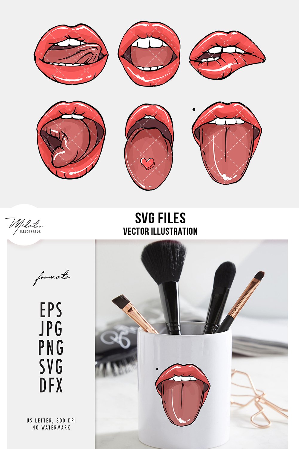 Red lips SVG pack sexy lips SVG beauty makeup clipart