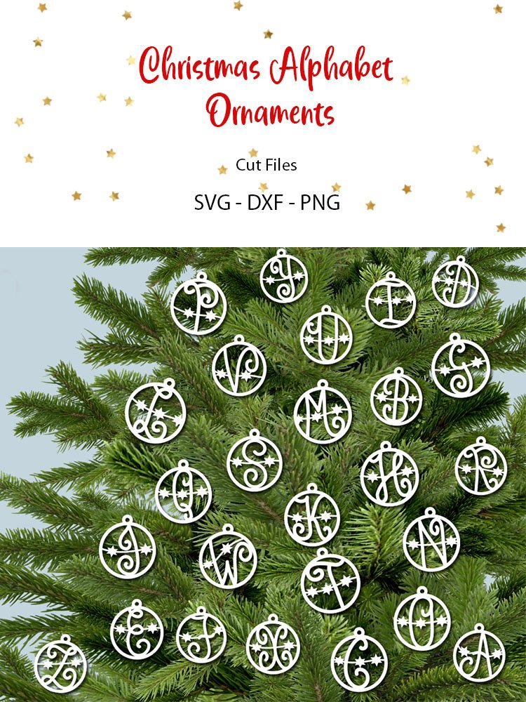 Christmas Alphabet Ornaments SVG | Holiday Clipart