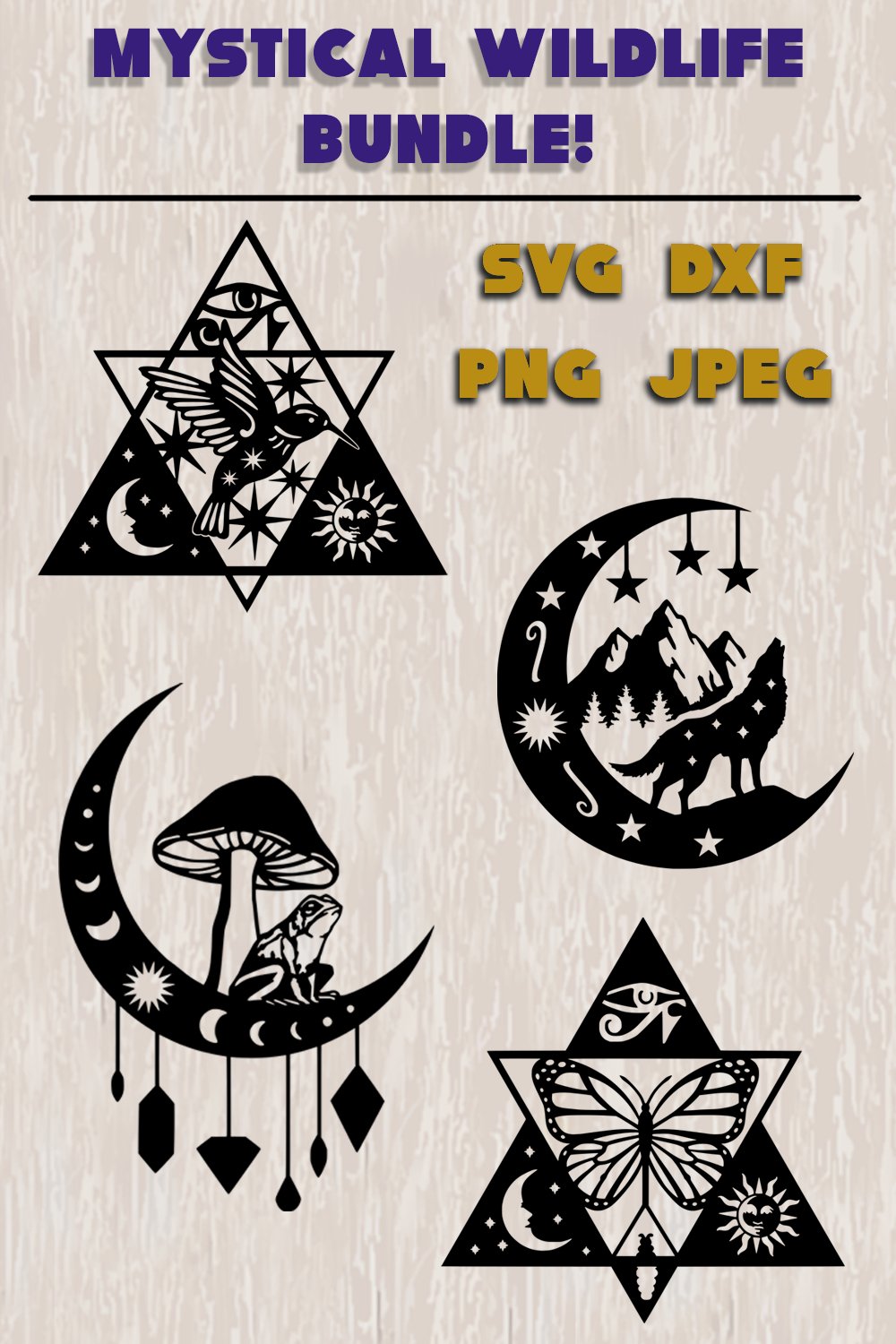 Cosmic Wildlife Bundle, New Age Wildlife,Wolf SVG,