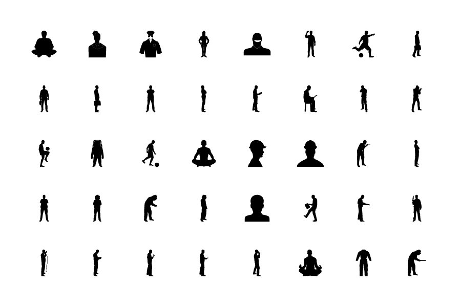 People doing work black color set solid style