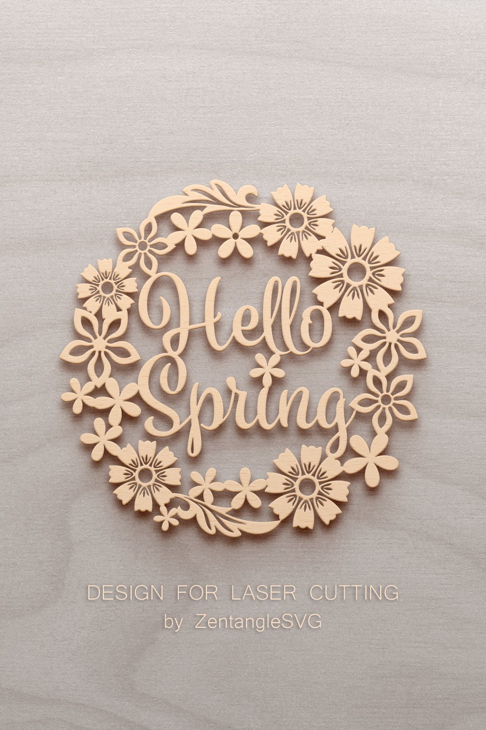 Hello Spring SVG DXF Laser cut files, Flower Floral Wreath