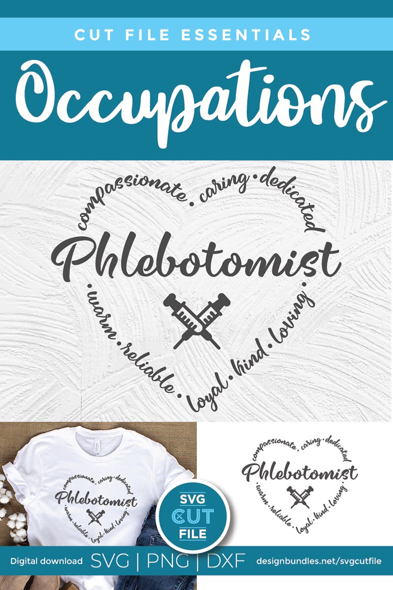 Phlebotomy svg with heart and syringes