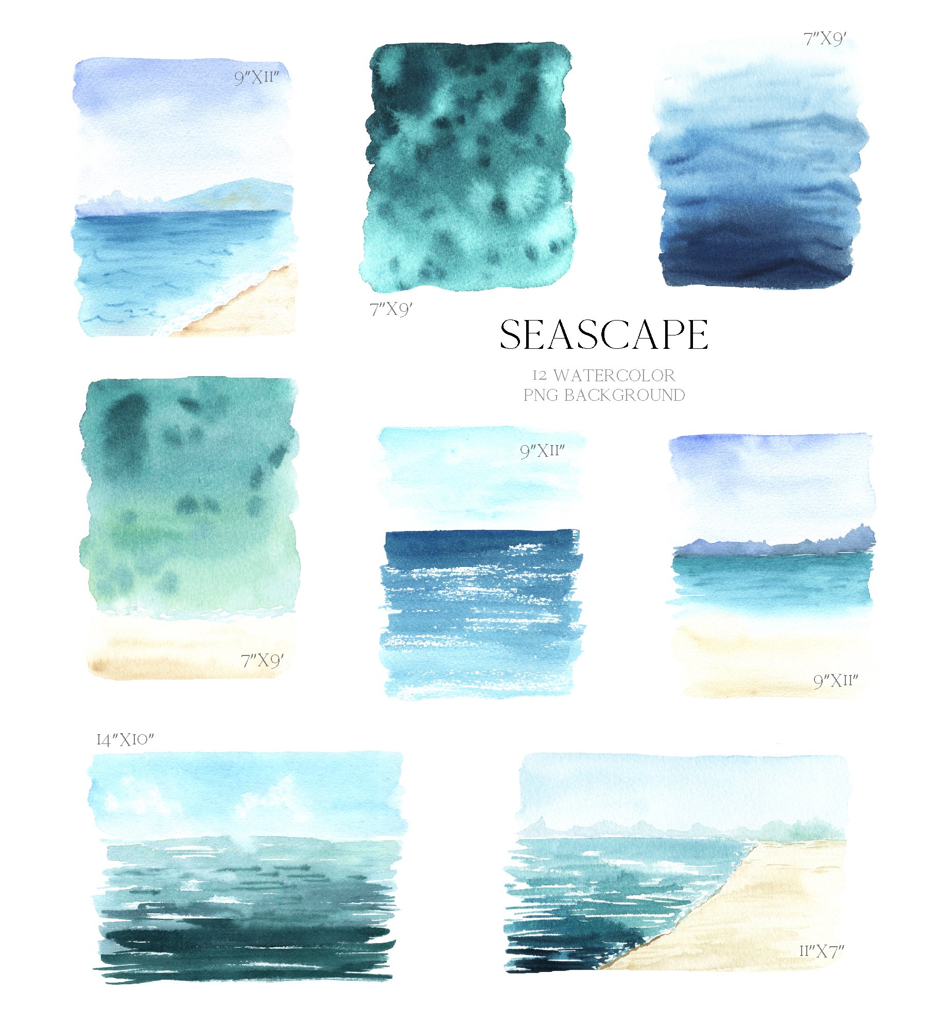 Watercolor Sea background set