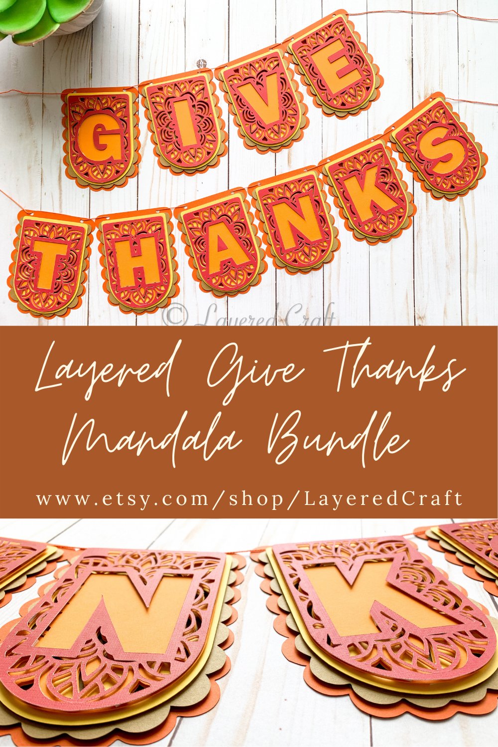 3D Thanksgiving 3-way Banner File, 3D Stacked Layered Mandal