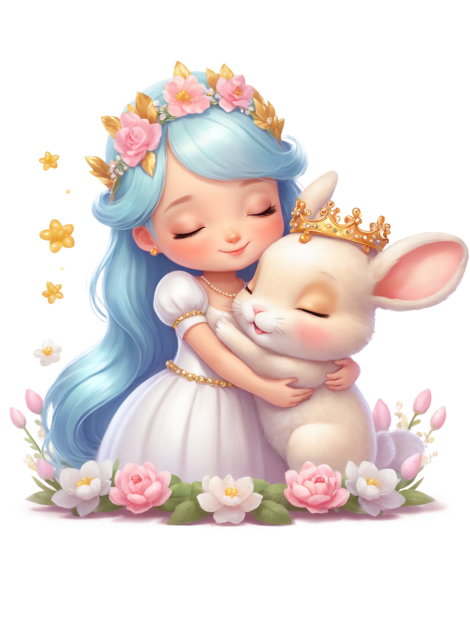 Disney Princess and Bunny Cute Cartoon Art, Clipart Png