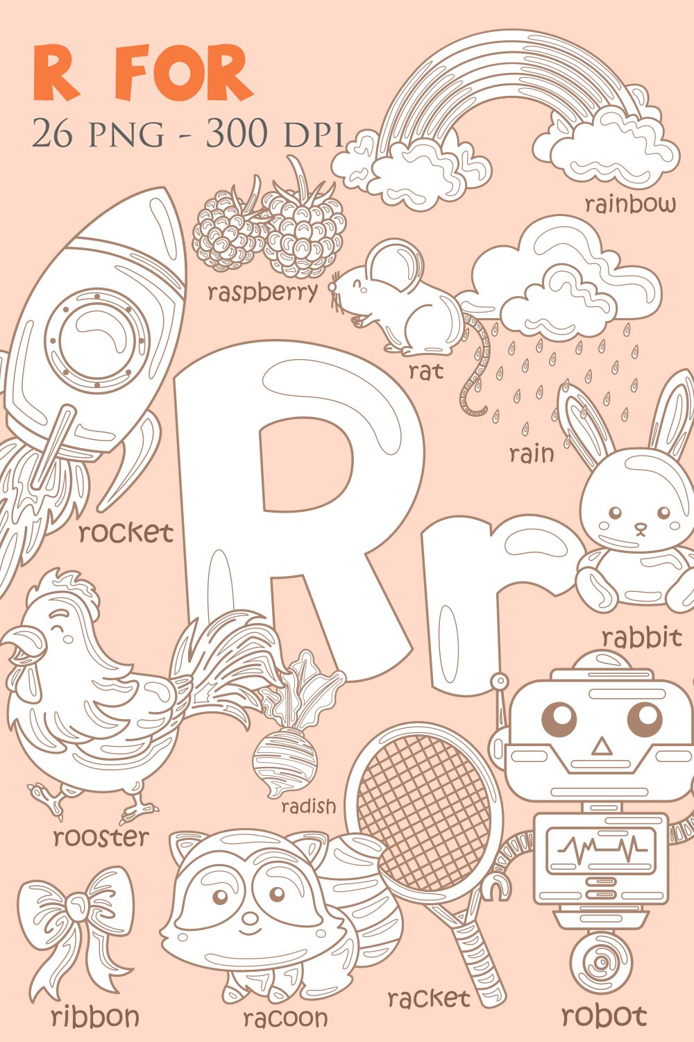 Alphabet RFor Vocabulary Student Lesson Word Digital Stamp