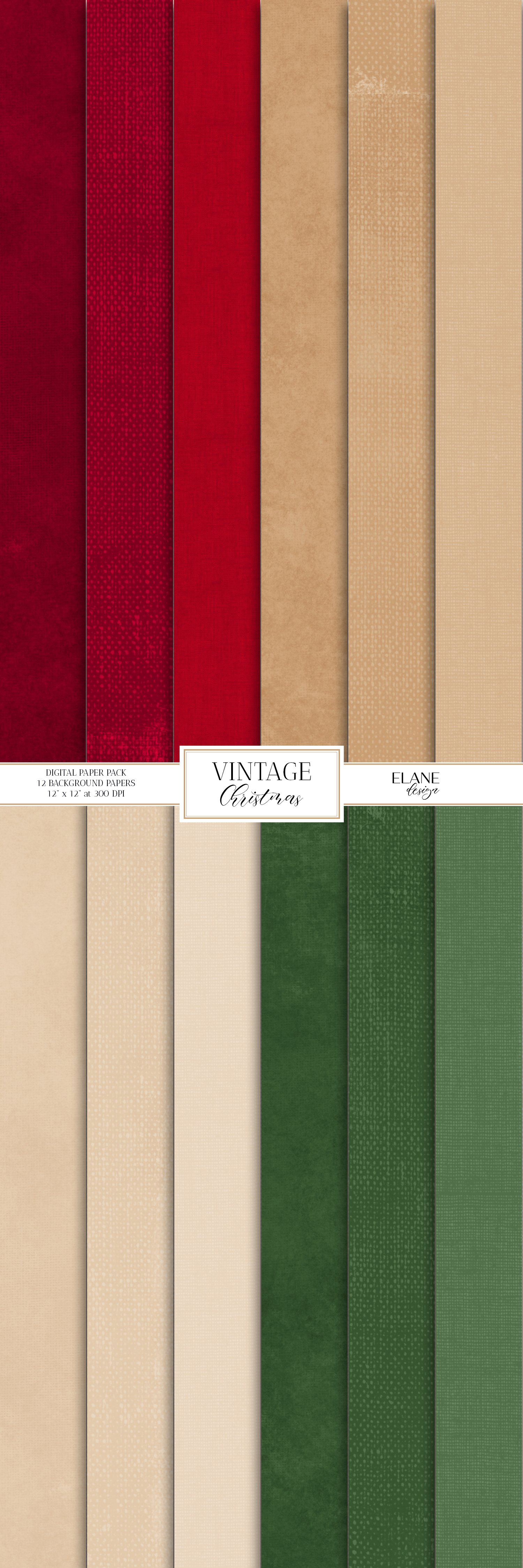 Christmas Digital Paper Pack, Vintage Watercolor (4715947)