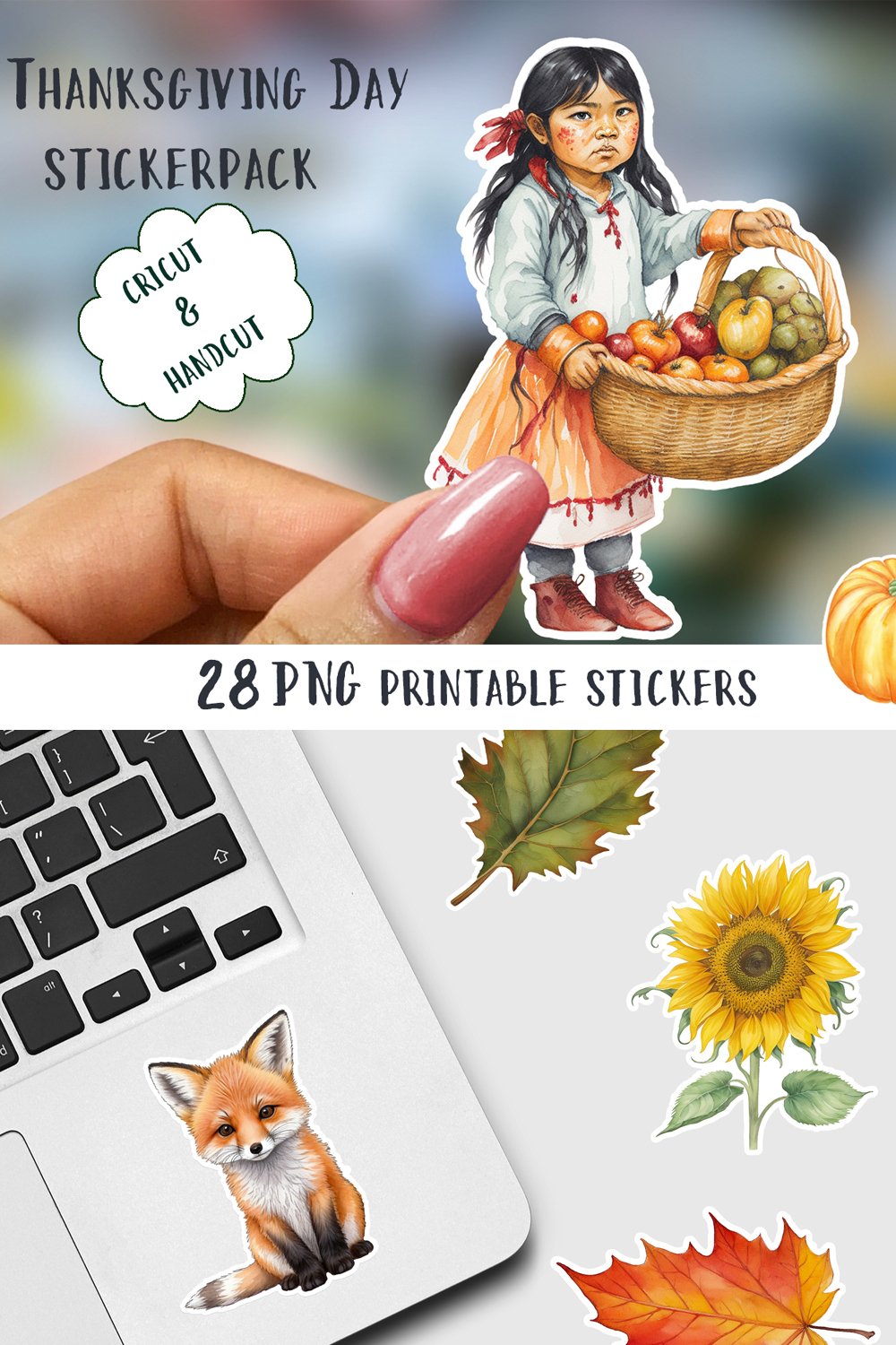 Thanksgiving Day PNG printable stickers fall PNG stickerpack