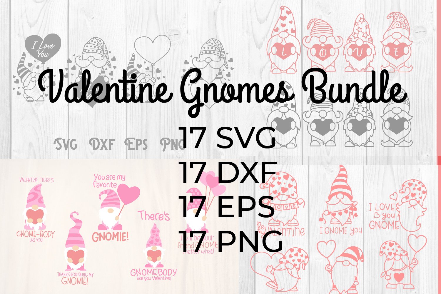 Valentine Gnomes Bundle, valentine svg