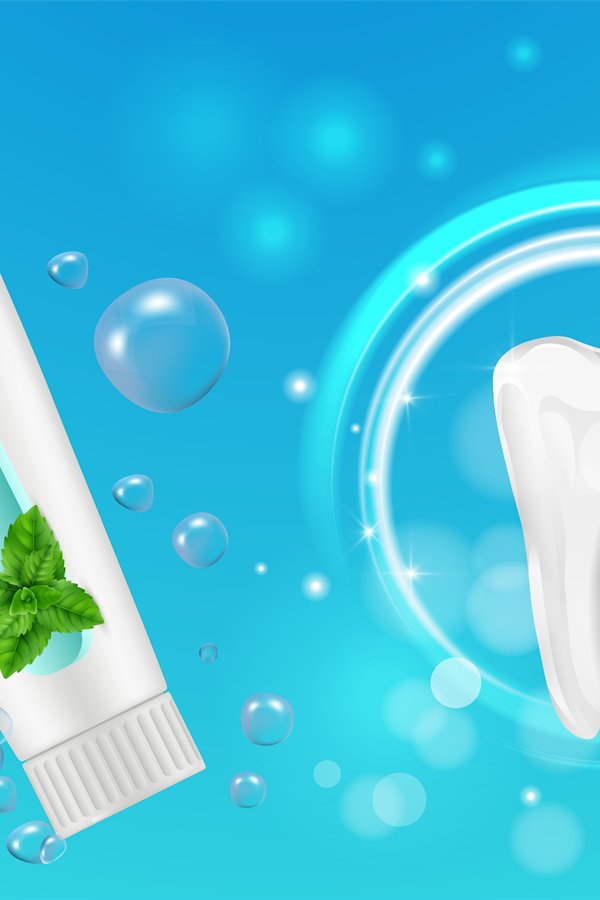 Mint toothpaste background. Vector dental poster design. Rea