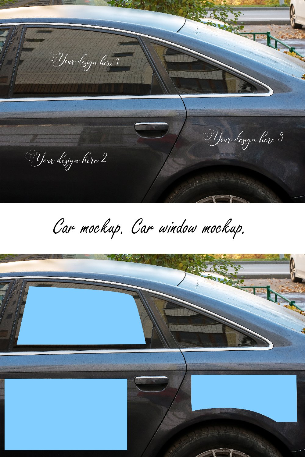 Car mockup. Car window mockup.