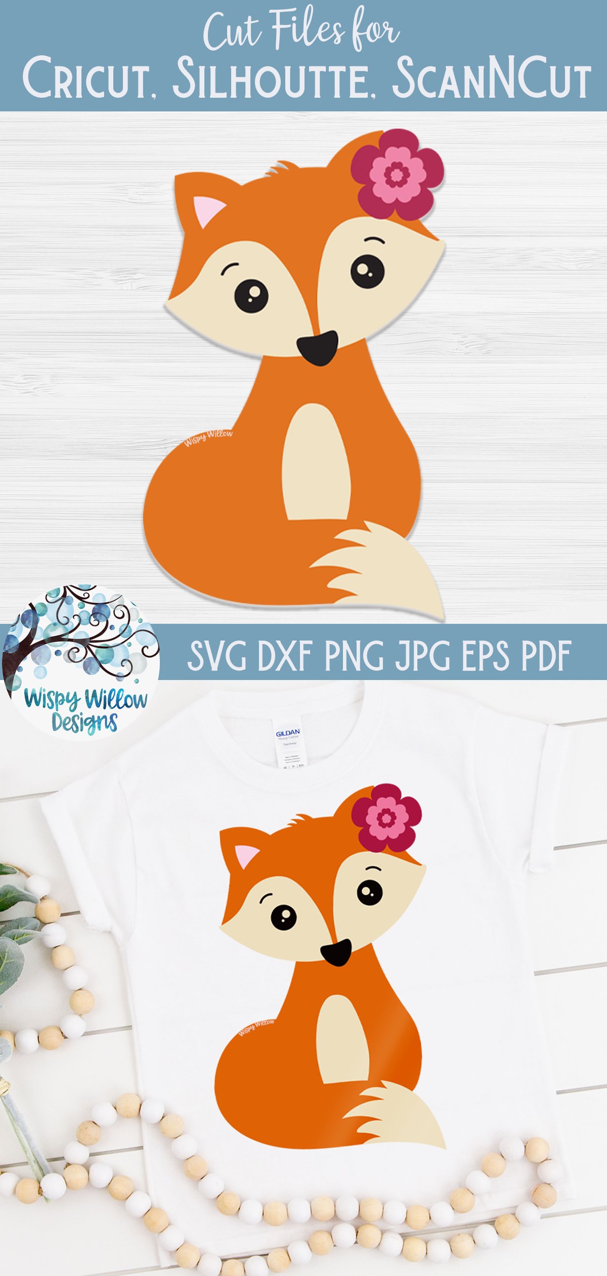 Fox with Flower SVG | Layered Girl Fox SVG Cut File